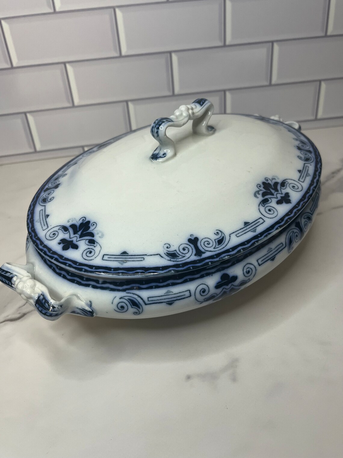 Antique Leighton Pottery 'regal' Serving Dish With Lid - Etsy