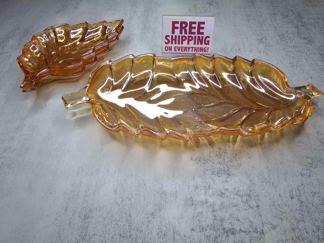 Lusterware Leaf Dishes - Set of 3 Glass Nesting Dishes - Etsy
