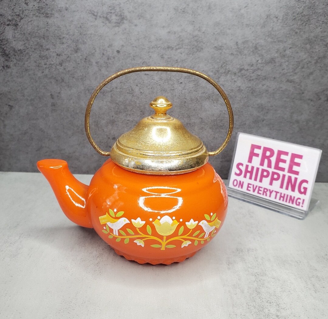 Vintage Avon Lemon Velvet Bath Foam - Full Jar - Orange Tea Kettle - Etsy