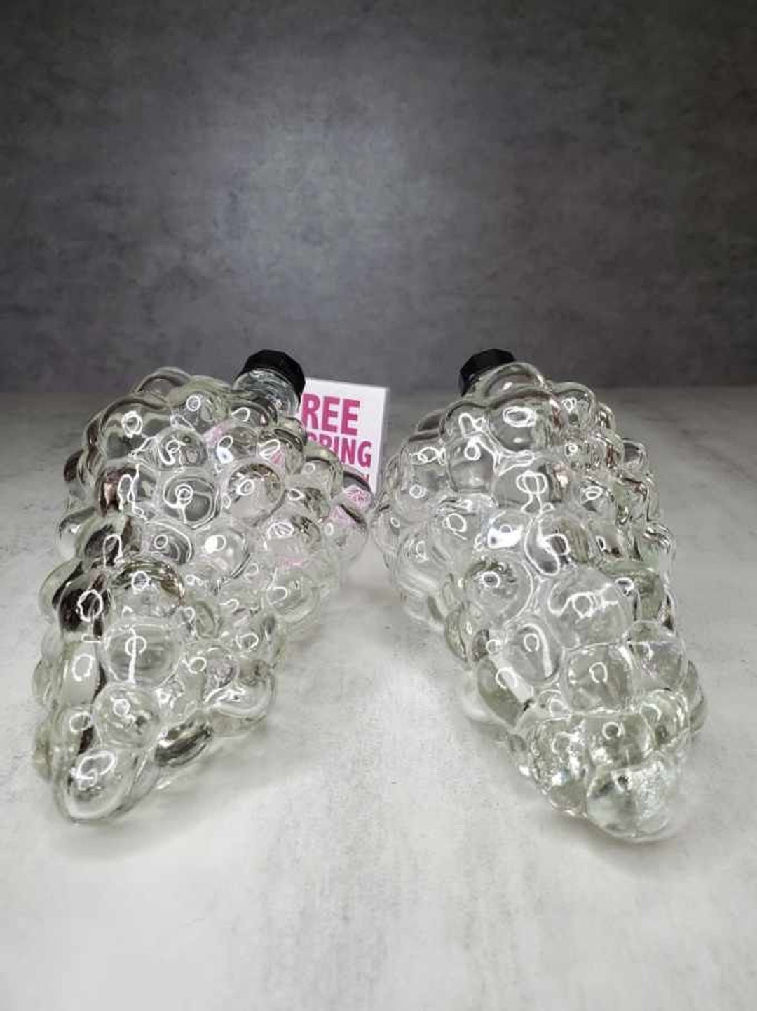 Pair Glass Grape Bottles / Decanters - Vintage - Etsy