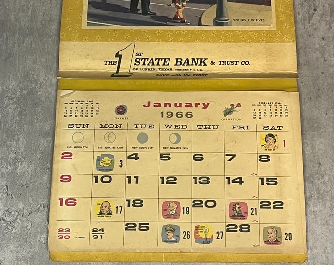Vintage Calendar - 1966 'young Fugitives' Wall Calendar - Etsy