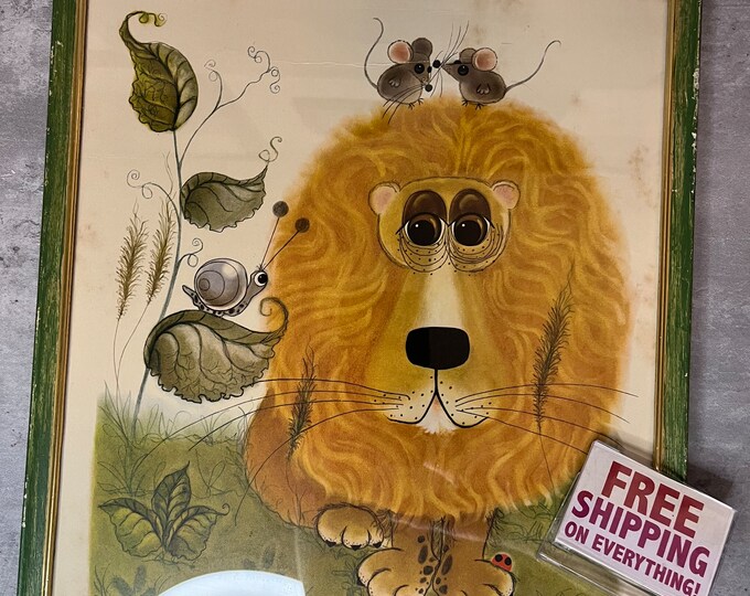 Vintage George Buckett Framed Lion & Mice Lithograph - 1963 - Etsy