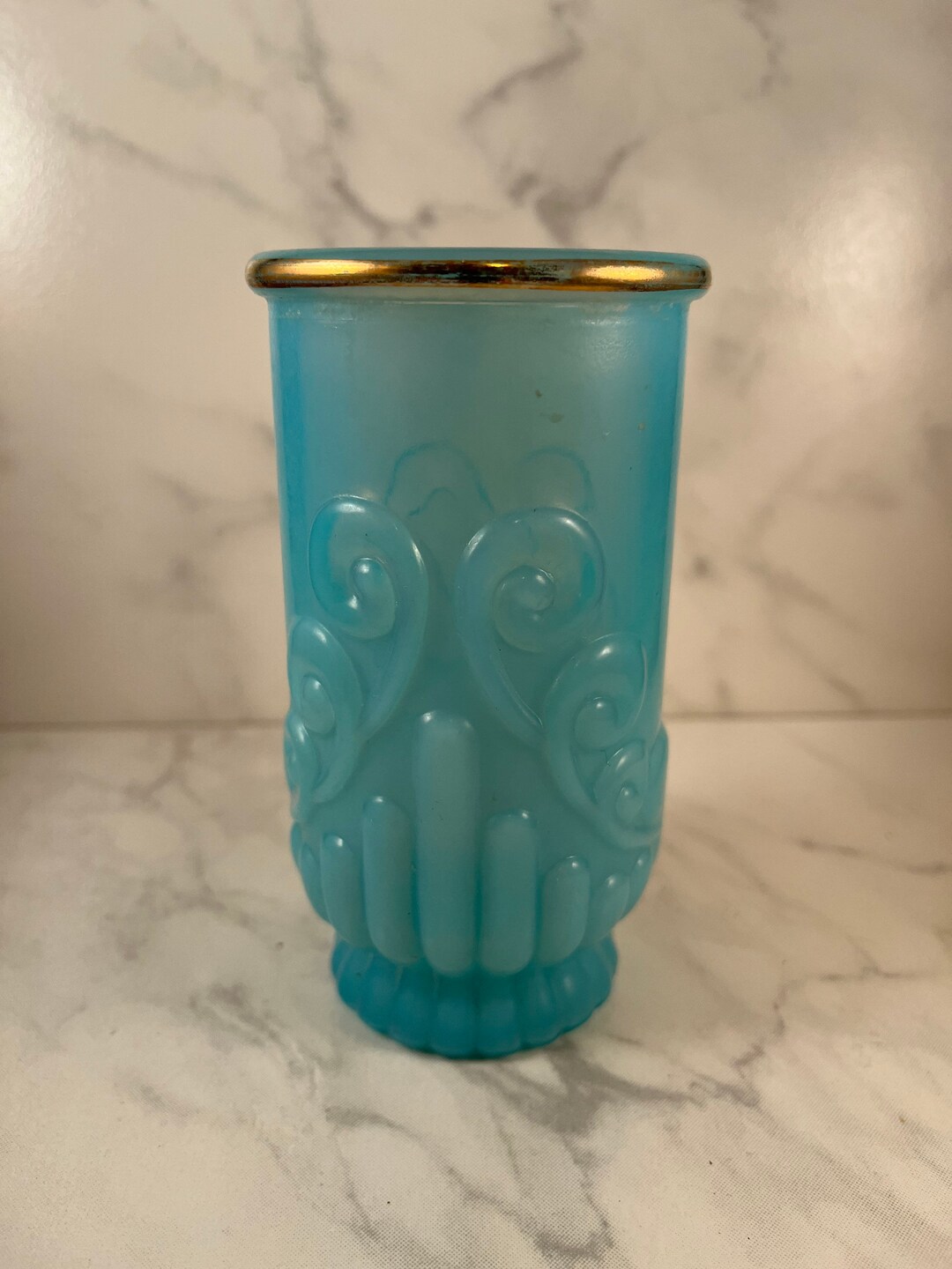 Avon Blue Glass Vase - Shabby Chic - Cottage Decor - Vintage - Etsy