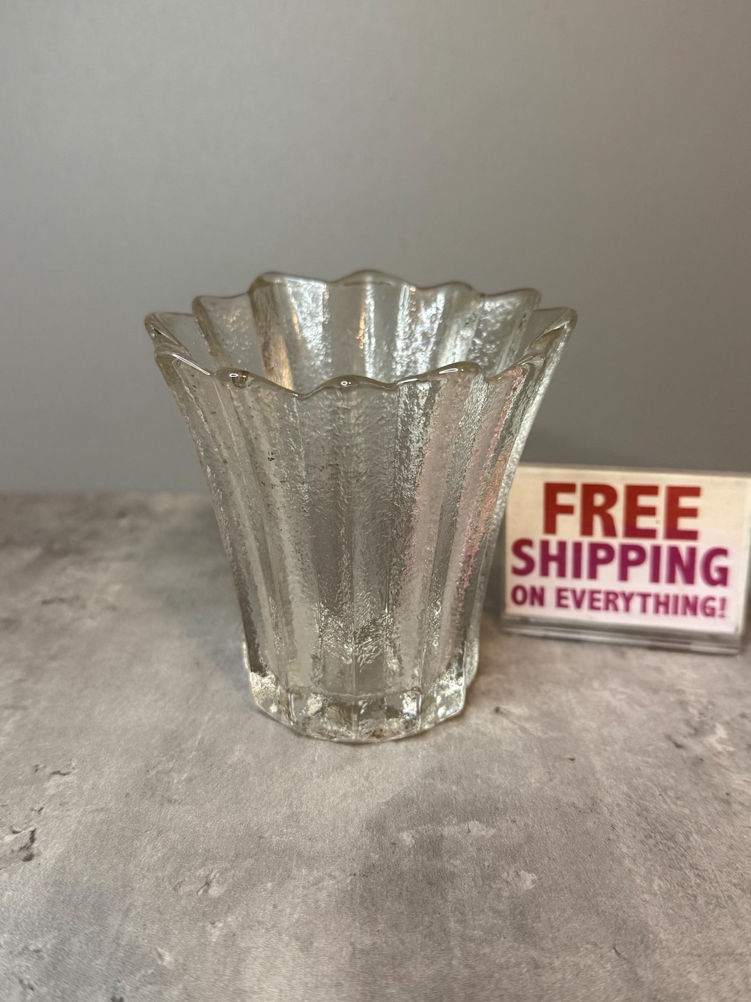 Vintage Clear Glass Ribbed Flared Candle Holder – Fan-shaped Vase or ...