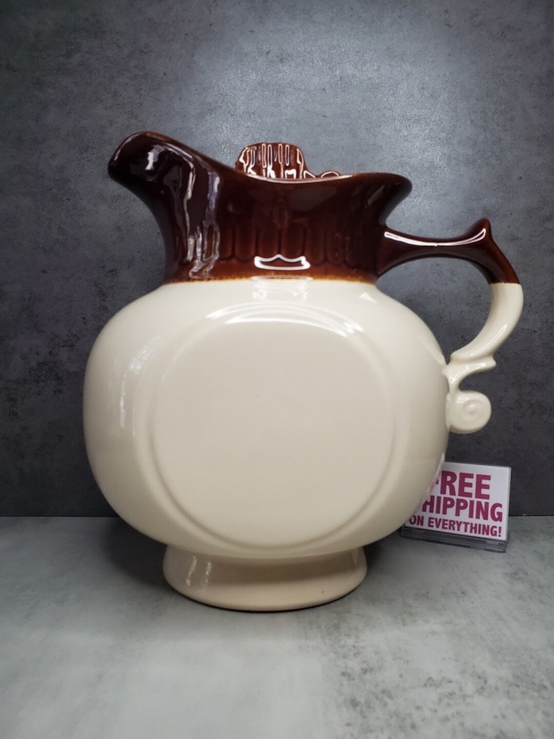 Vintage 1970's Mccoy Pottery Pitcher - Stoneware Farmhouse Jug With Lid ...