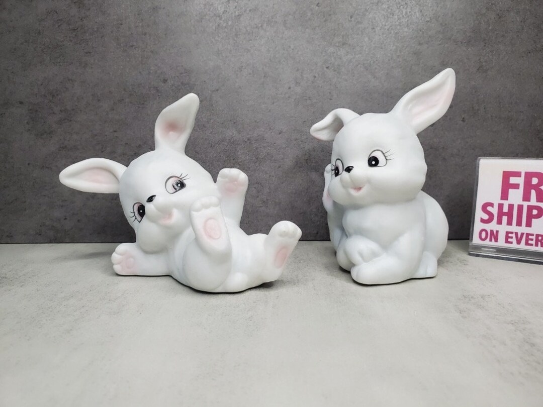 Vintage Pair of White Rabbit Figurines - HOMCO - Easter Bunnies - Etsy