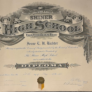 Antique Diploma - Shiner High School - Texas 1921 - Etsy