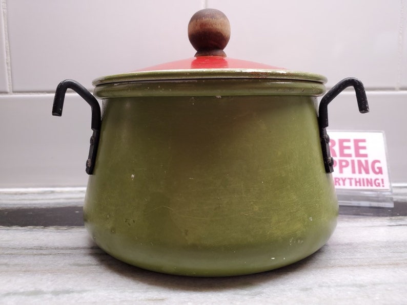 Vintage Small Pot With Lid Red and Green Made in Italy - Etsy