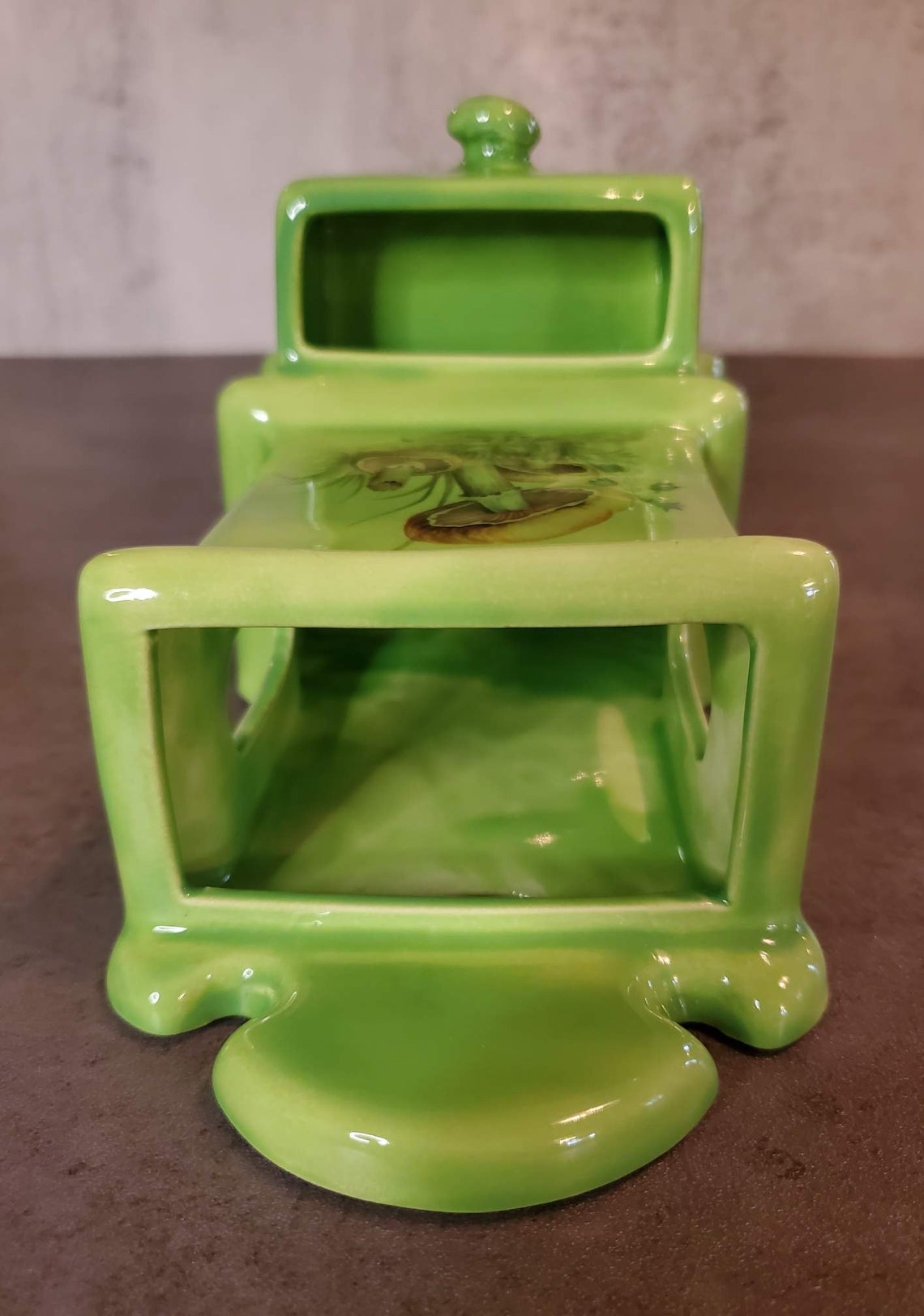Green Ceramic Matchbox Holder Mushrooms Vintage - Etsy
