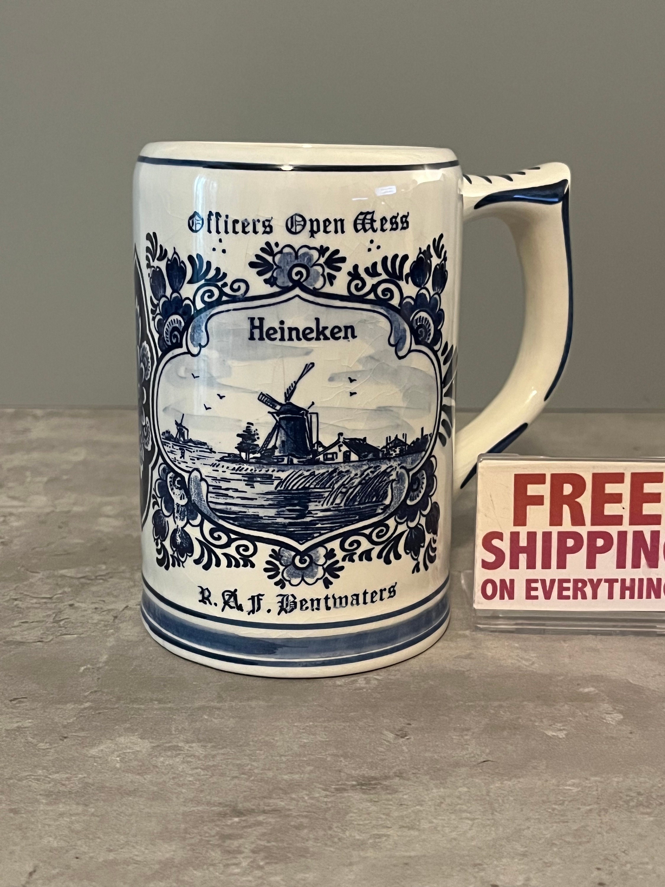 Hand Painted Blue Delfts Heineken Beer Mug Large Mug - Etsy