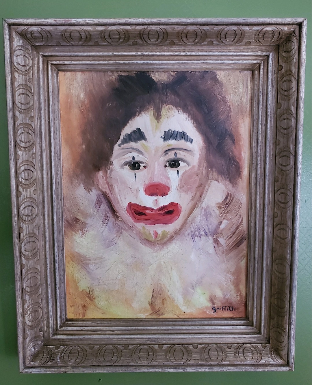 Clown Oil Painting - Vintage - Hand Painted - Etsy