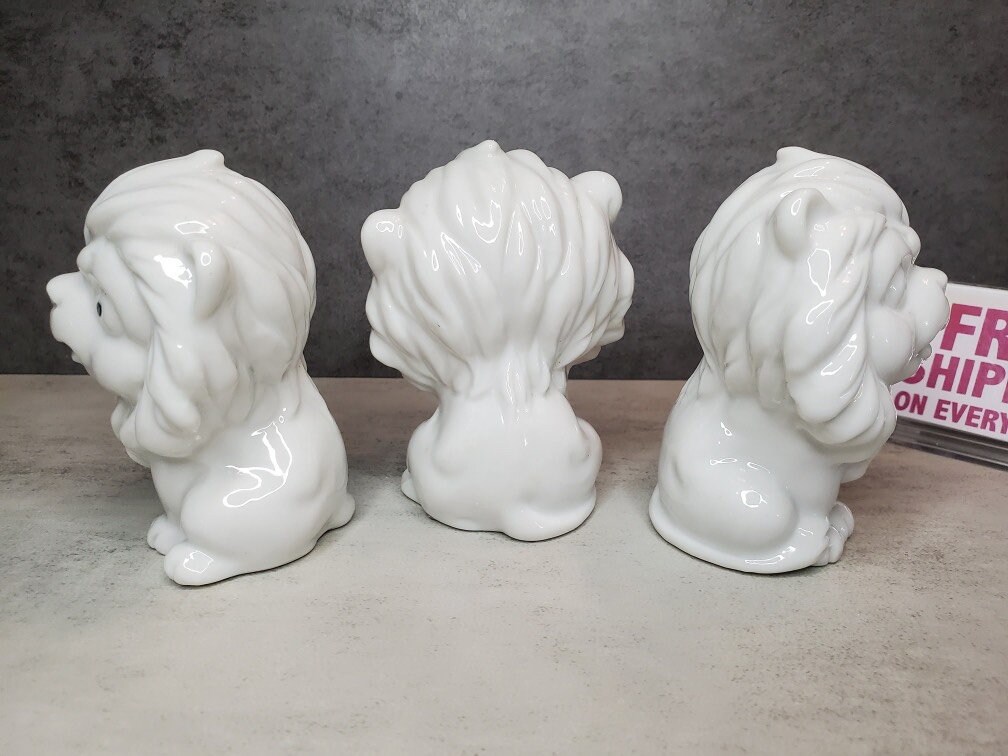 Set of 3 Lions Small White Figurines Vintage Made in - Etsy