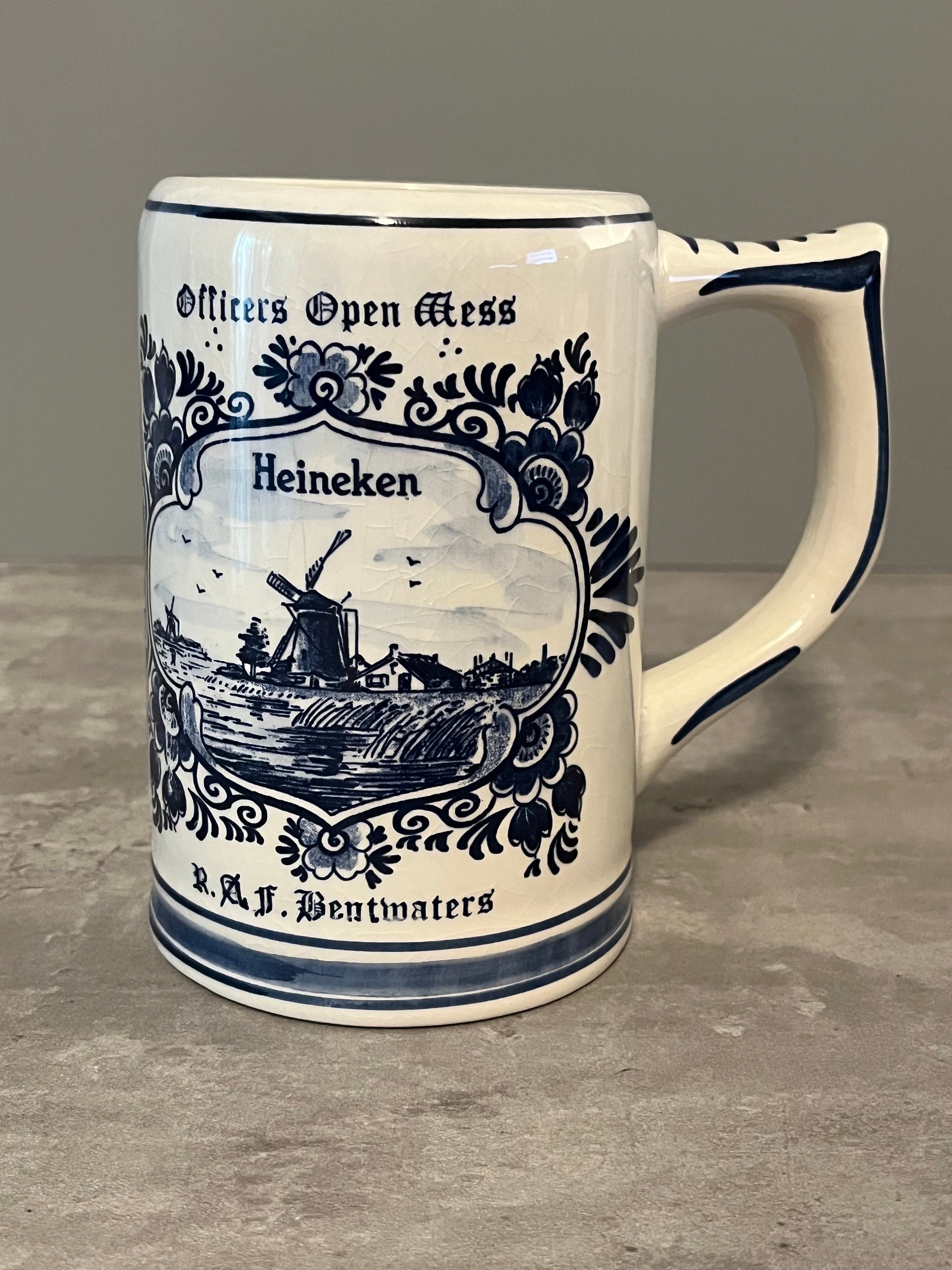 Hand Painted Blue Delfts Heineken Beer Mug Large Mug - Etsy