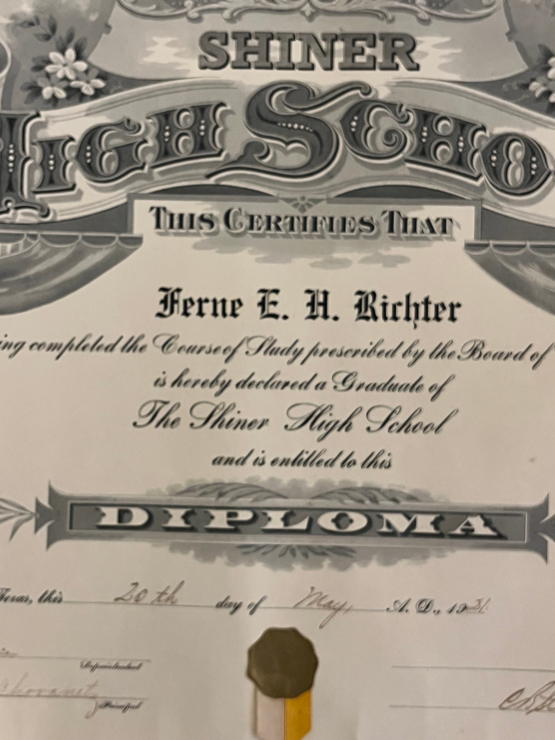 Antique Diploma - Shiner High School - Texas 1921 - Etsy