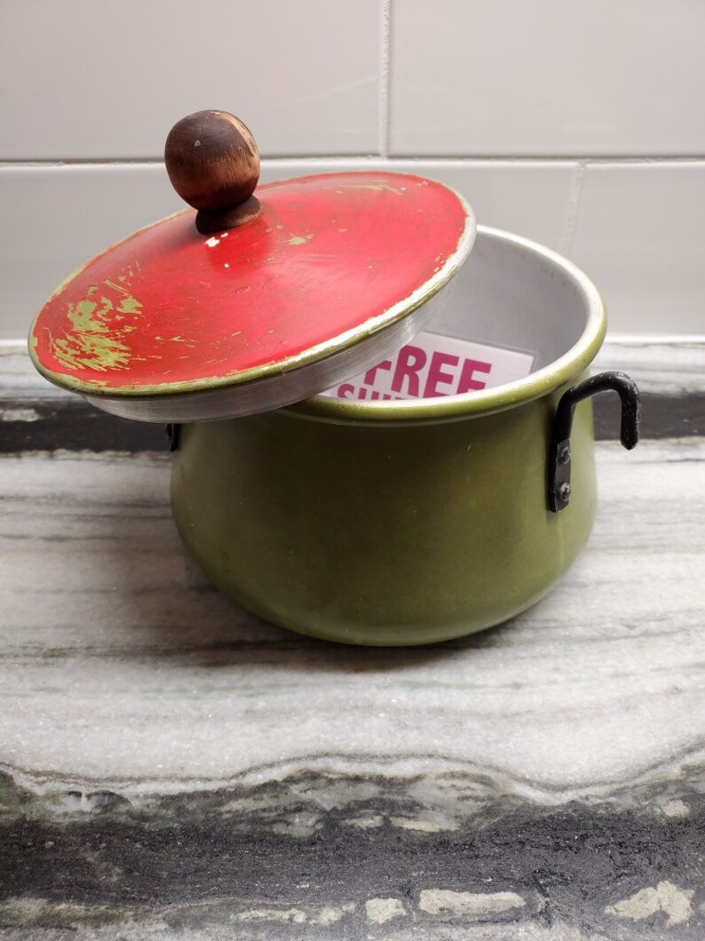 Vintage Small Pot With Lid Red and Green Made in Italy - Etsy