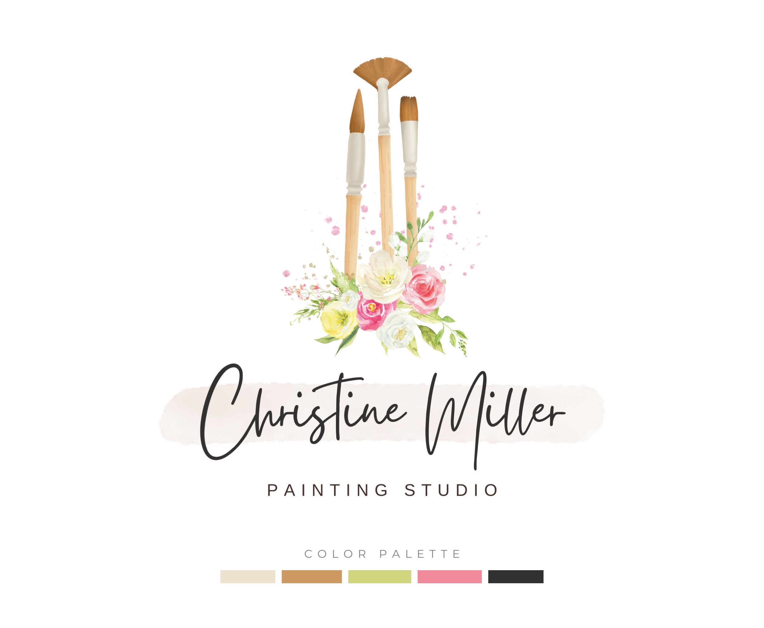 Brush Logo Design, Watercolor Brush Logo, Paintbrush Logo, Artist Logo ...