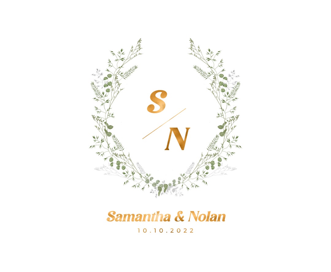 Gold Wedding Logo Custom Wedding Logo Design Wedding Crest - Etsy