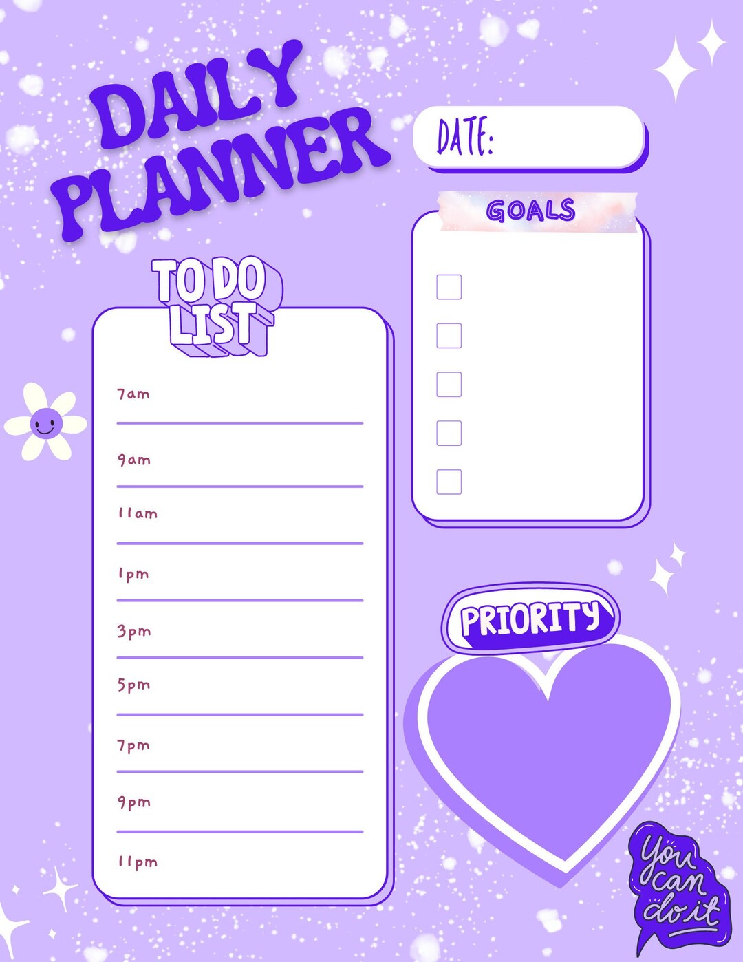 Purple Daily Planner - Etsy