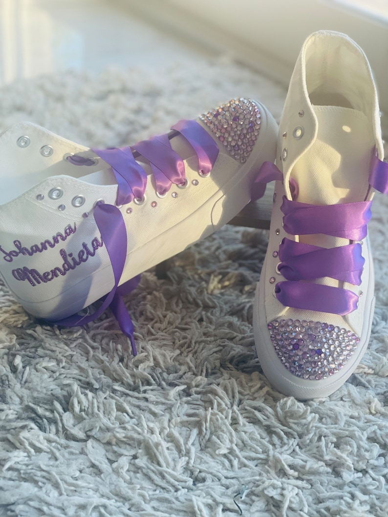 Personalized Cinderella Sneakers: Lilac Quinceañera Shoes With ...