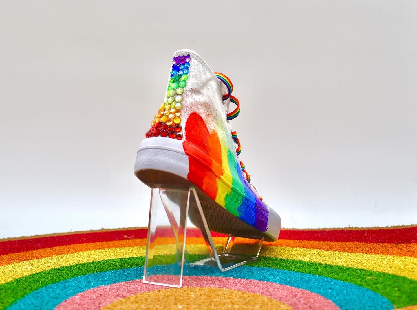 Pride Custom Canvas Sneakers | LGBTQ Shoelaces | Rainbow Hand-painted ...