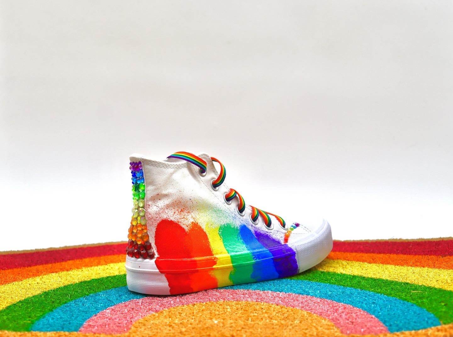 Pride Custom Canvas Sneakers | LGBTQ Shoelaces | Rainbow Hand-painted ...