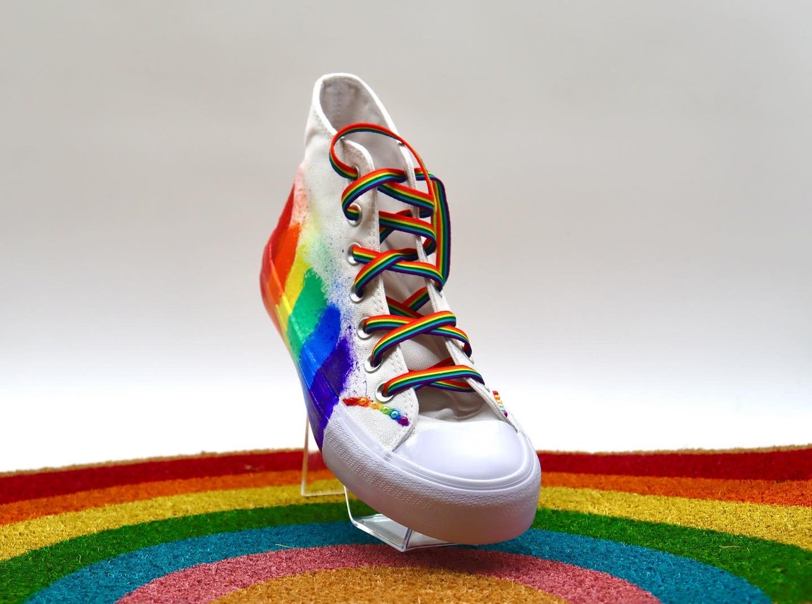 Pride Custom Canvas Sneakers | LGBTQ Shoelaces | Rainbow Hand-painted ...