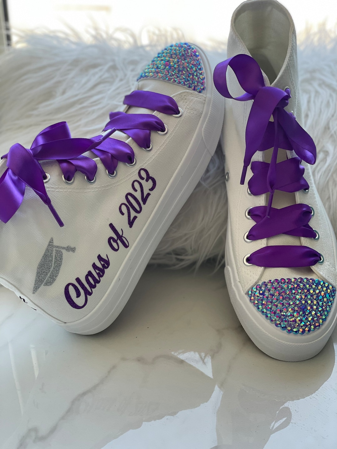 Personalized Graduation Sneakers: Rhinestone Toe, Custom Name & Year - Etsy