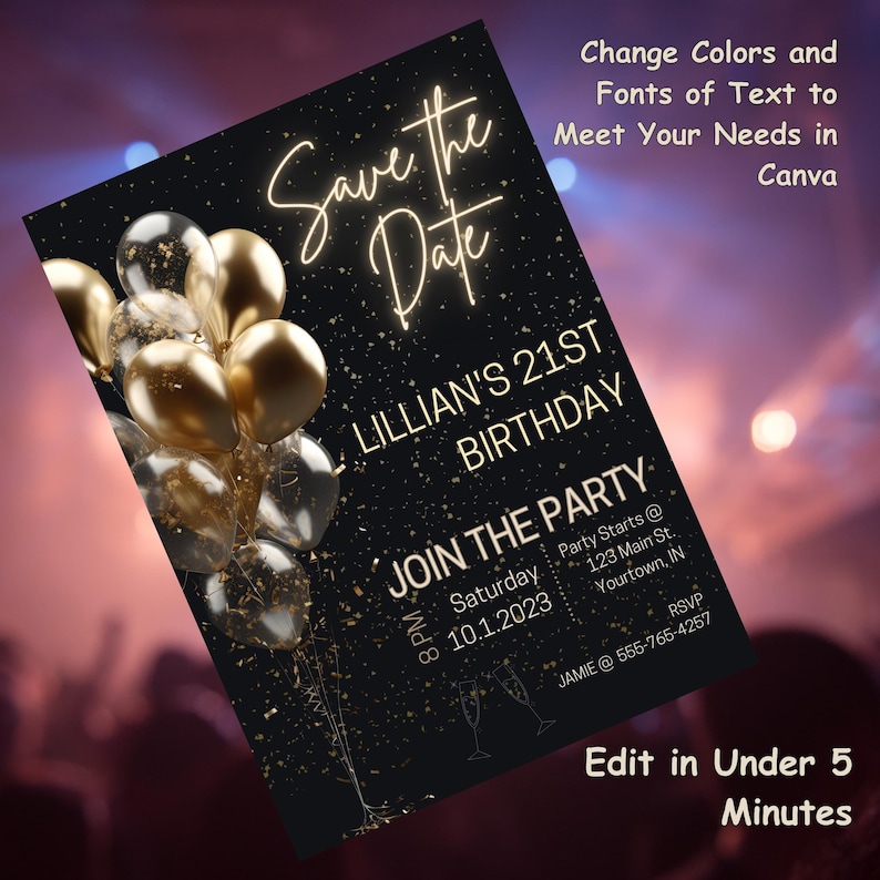 Editable Birthday Party Invitation 21st Birthday Invite - Etsy