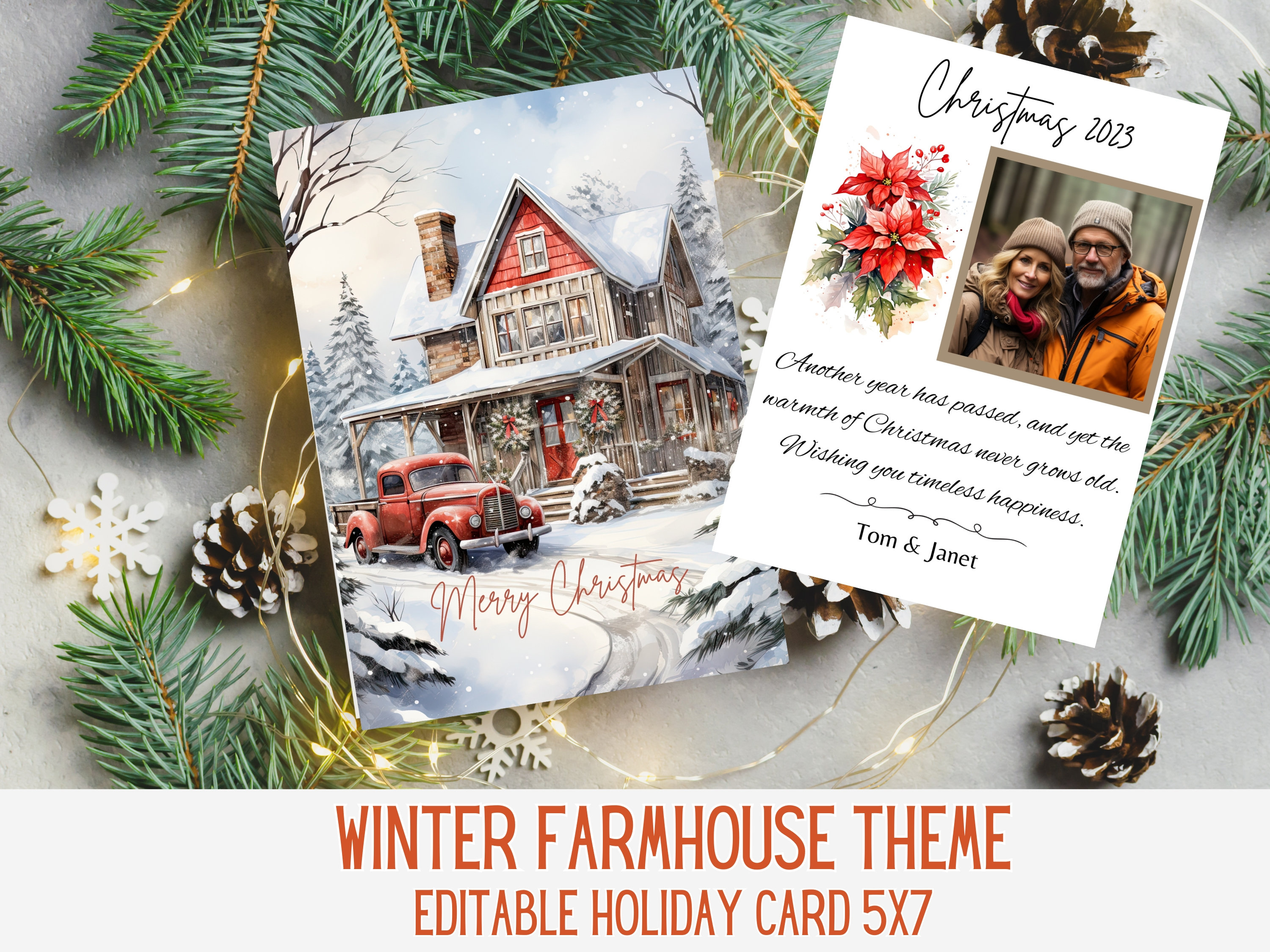 Editable Farmhouse Christmas Card Template Farmhouse - Etsy