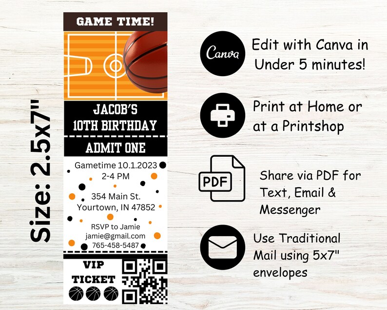 Printable Basketball Invitation Template Basketball Birthday Party ...