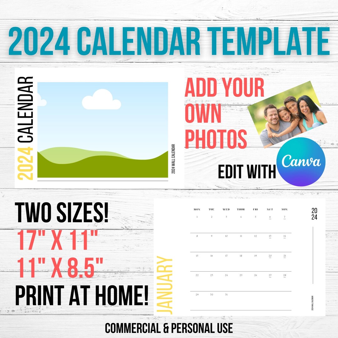 2024 Editable Calendar Template Commercial Free Use Custom Family ...