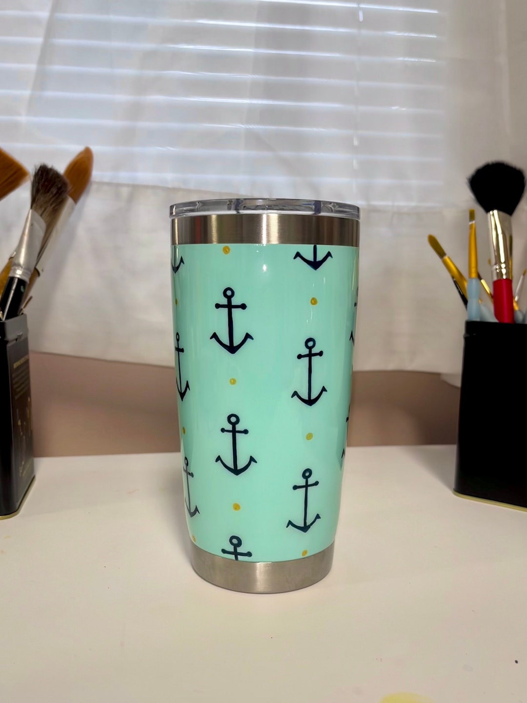 Handpainted Water Bottle- 20oz Yeti- Ocean Anchor Art- Unique Gift ...
