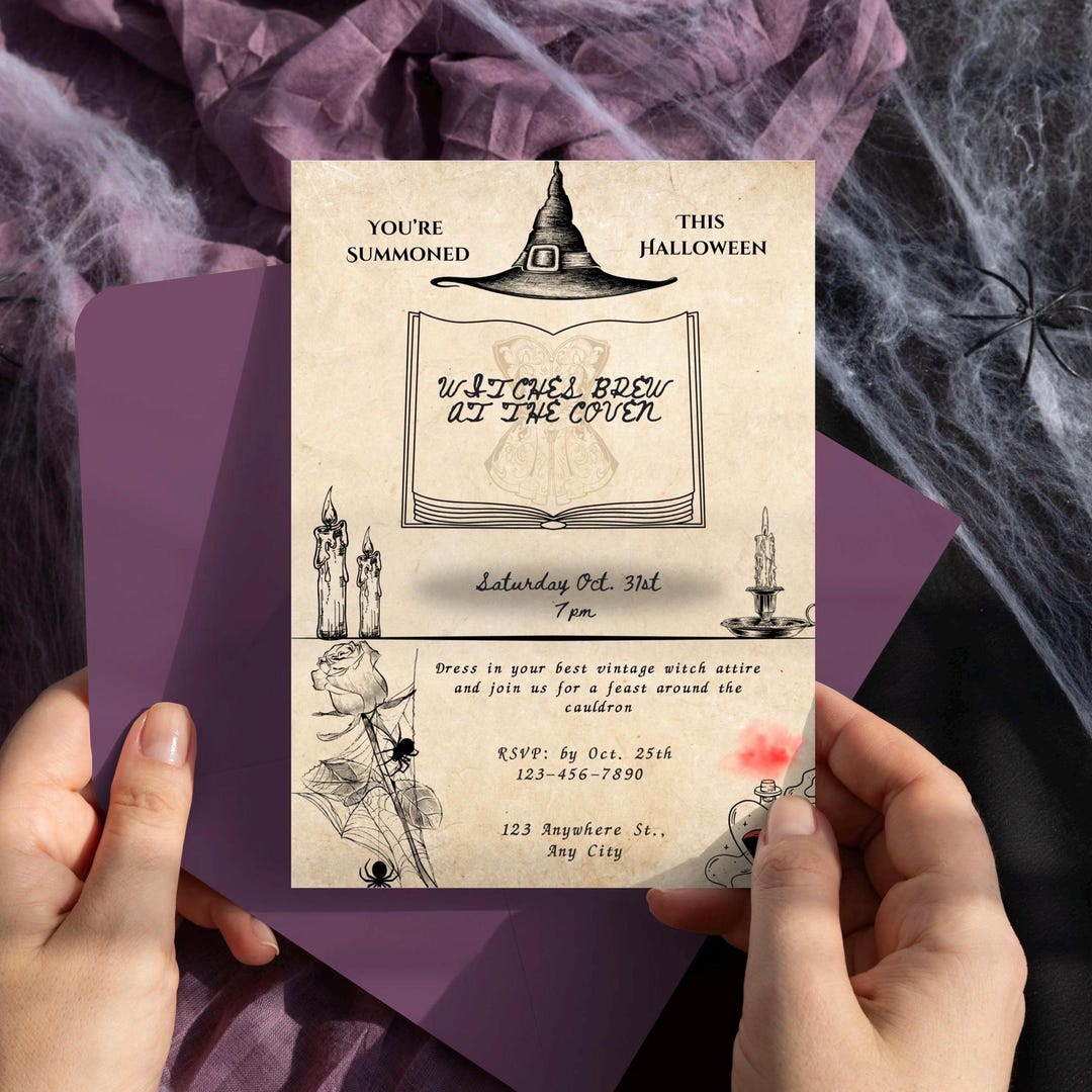 Witches Brew Coven Halloween Party Editable Template Downloadable ...