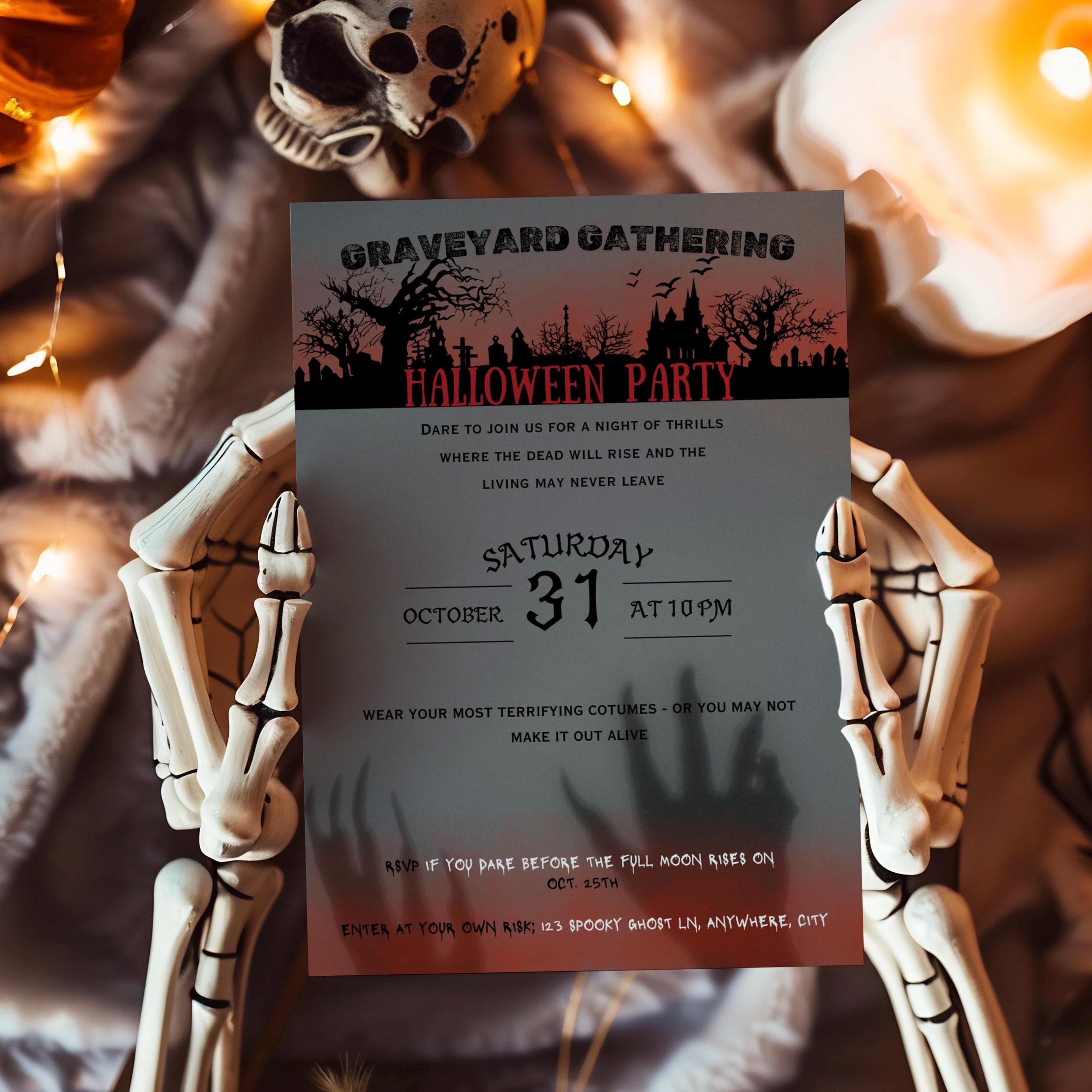 Halloween Party Haunted Cemetery Graveyard Digital Editable ...