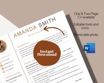 2 Page Professional Clean Resume Template Cover Letter and - Etsy