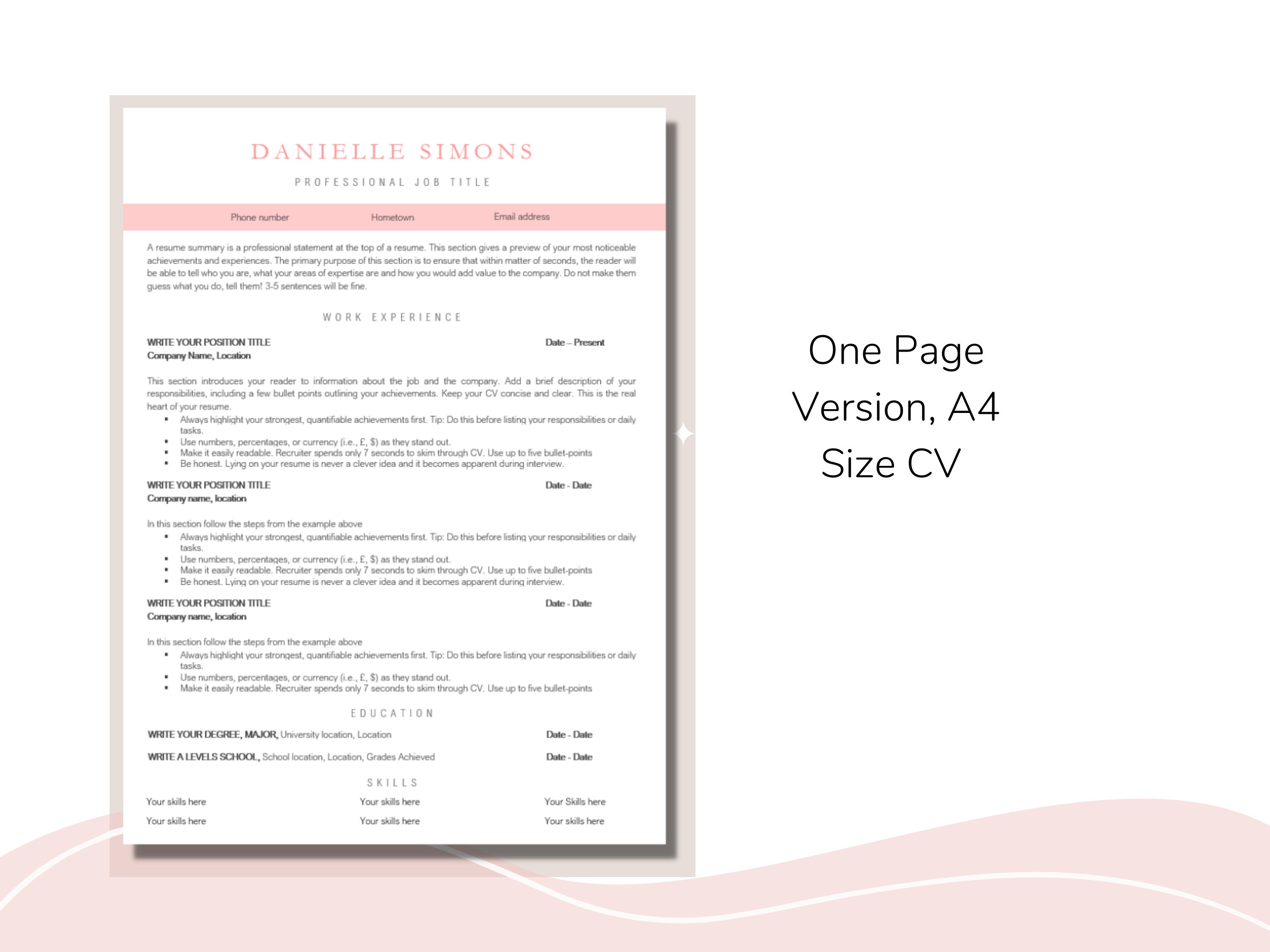 2 Page Professional Resume| Template Cover Letter and References ...