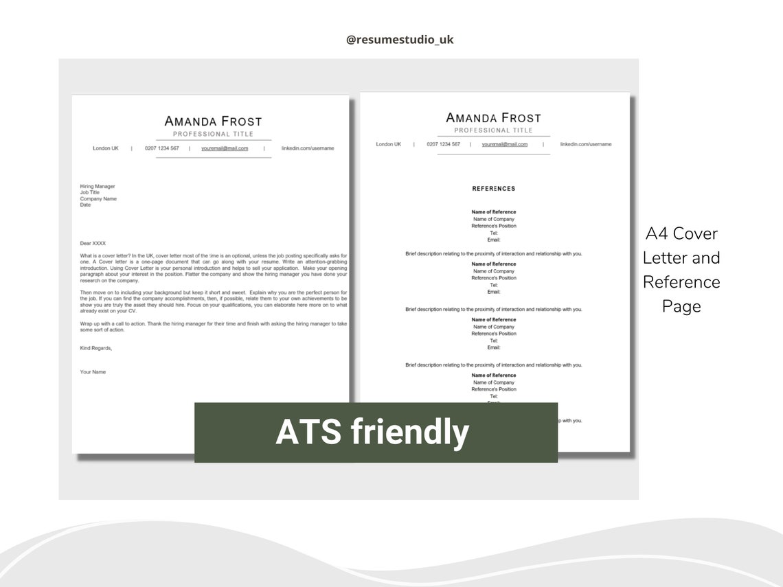ATS Friendly Resume Template for Word, Resume Template , ATS Functional ...