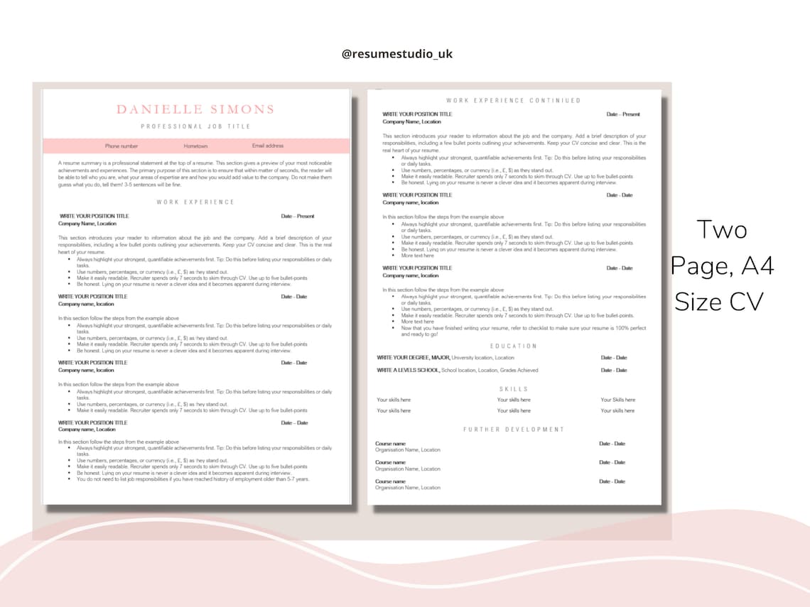 2 Page Professional Resume| Template Cover Letter and References ...