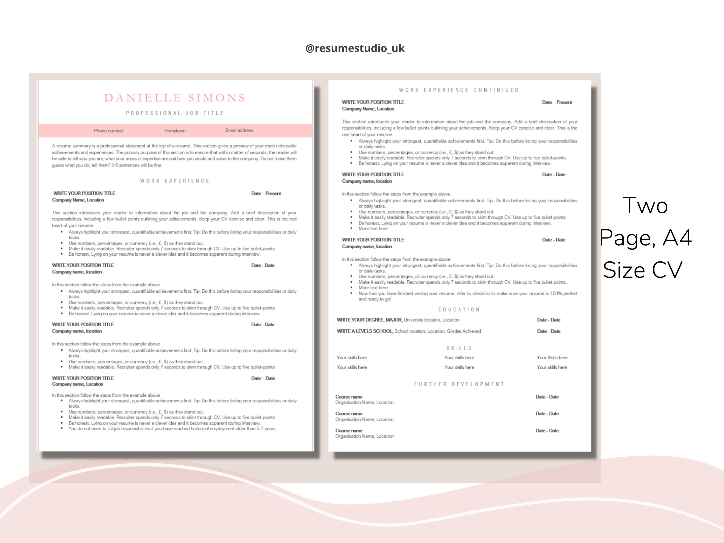 2 Page Professional Resume| Template Cover Letter and References ...
