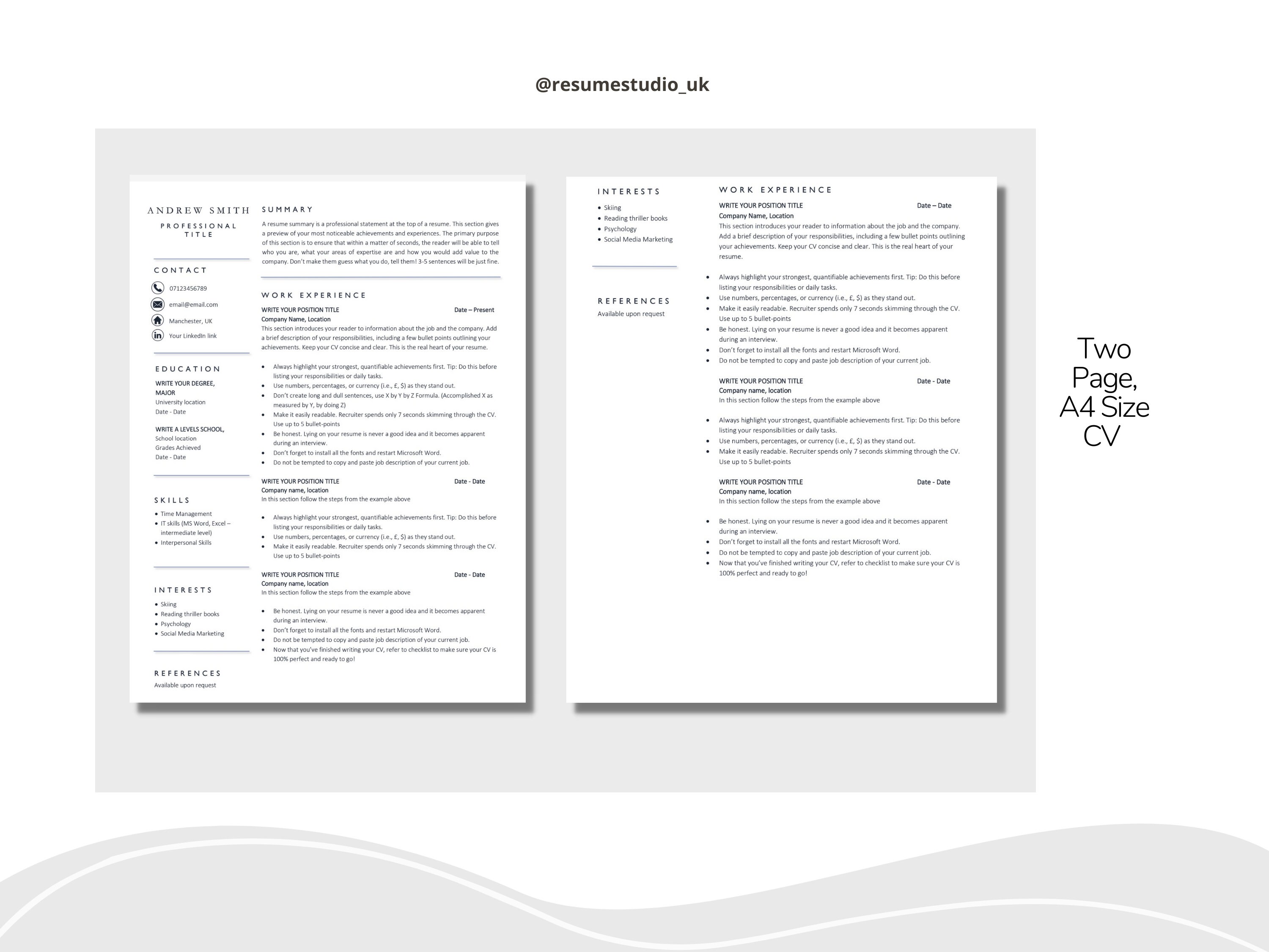 2 Page Professional Resume| Template Cover Letter and References ...