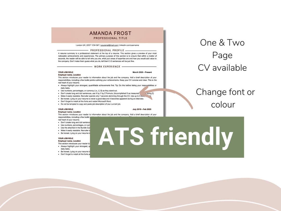 ATS Friendly Resume Template for Word, Resume Template Word, ATS ...