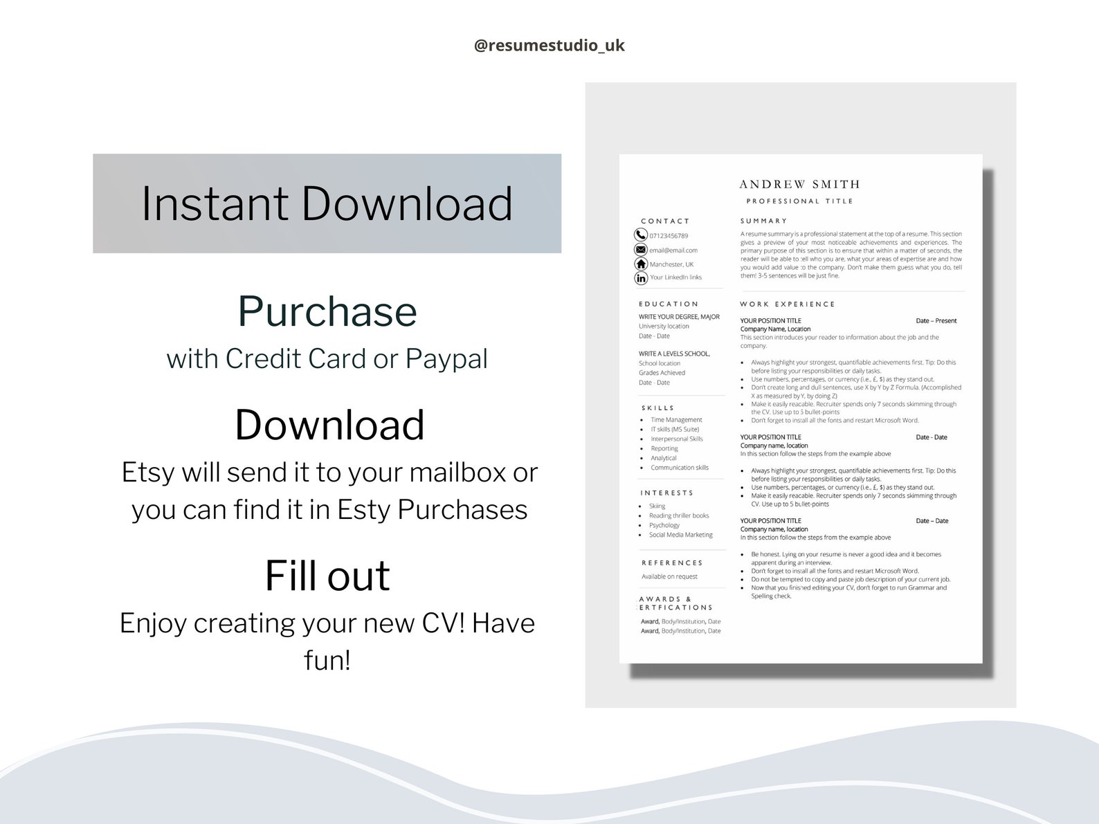 2 Page Professional Clean Resume| Template Cover Letter and References ...