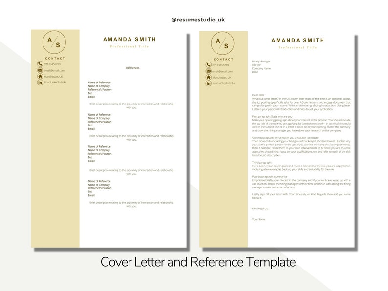 2 Page Professional Clean Resume| Template Cover Letter and References ...