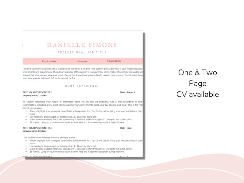 2 Page Professional Resume| Template Cover Letter and References ...