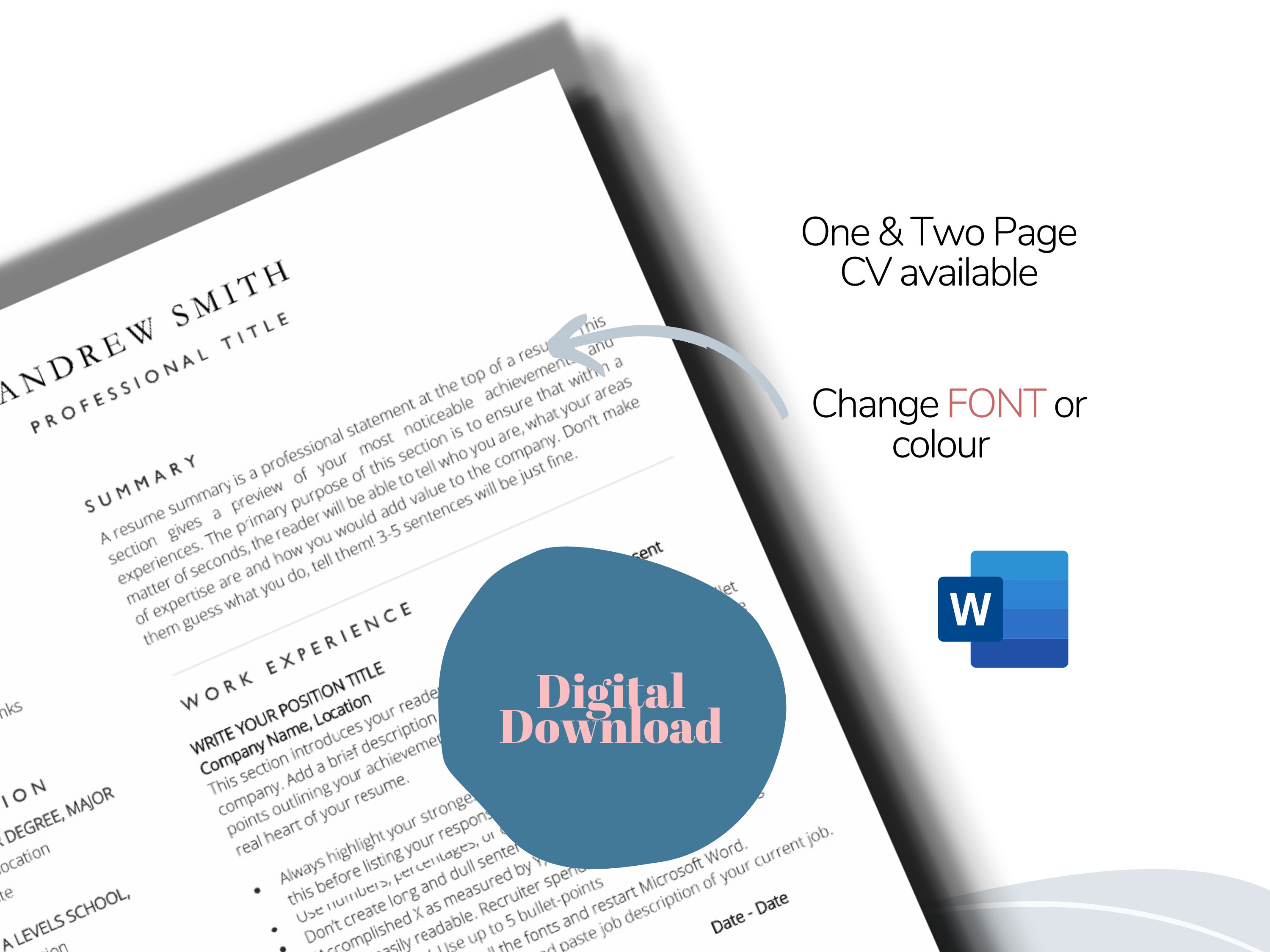 2 Page Professional Clean Resume| Template Cover Letter and References ...