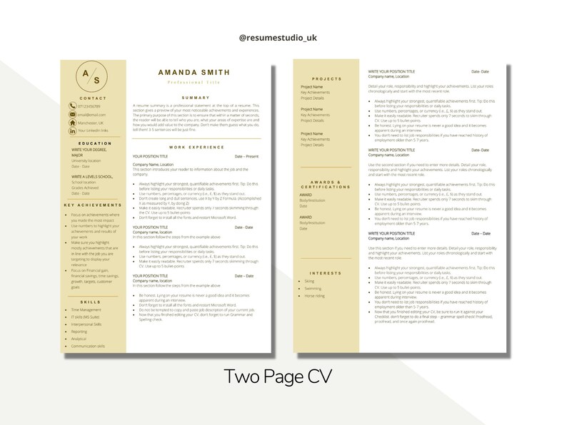 2 Page Professional Clean Resume| Template Cover Letter and References ...