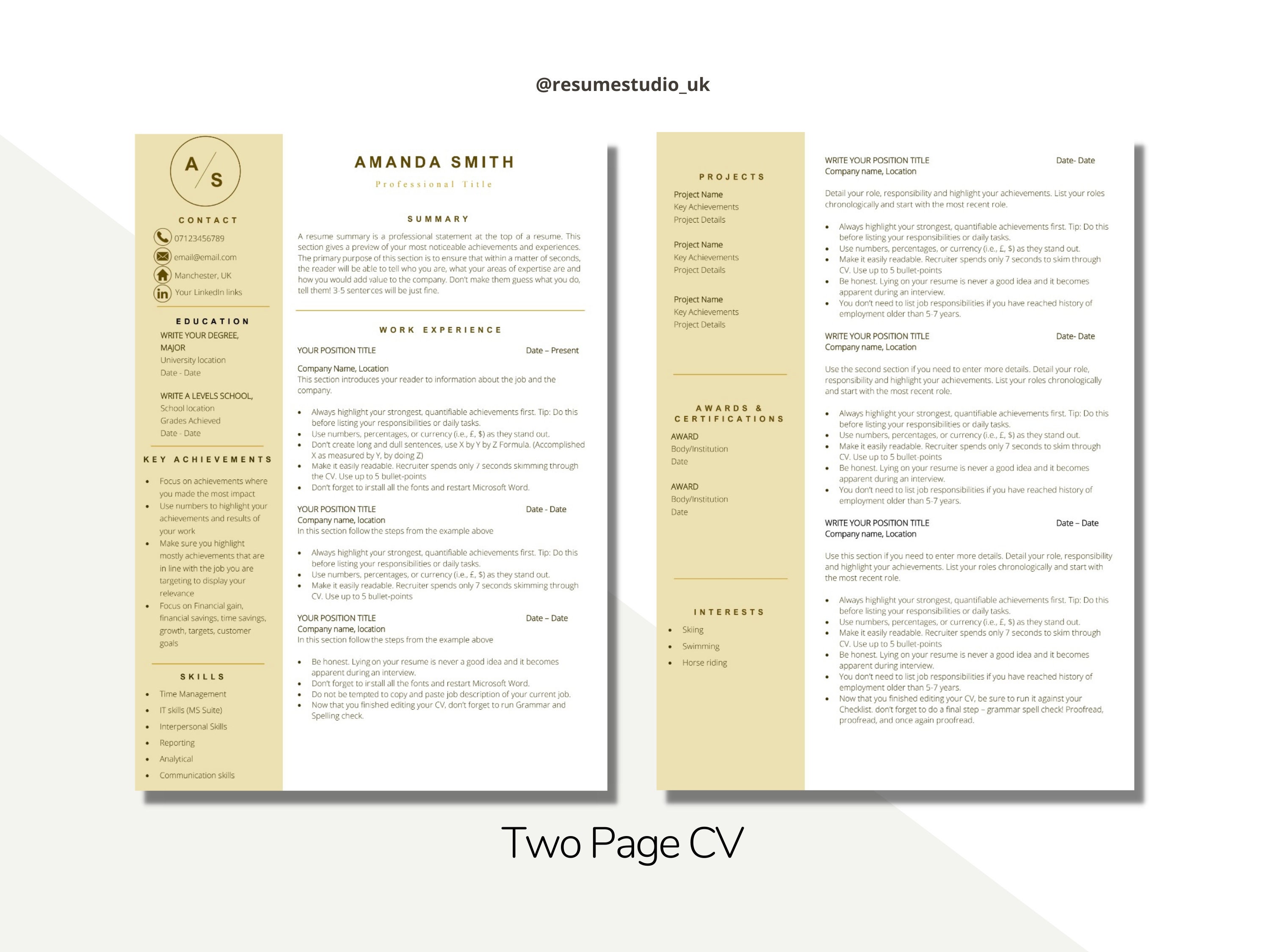 2 Page Professional Clean Resume| Template Cover Letter and References ...