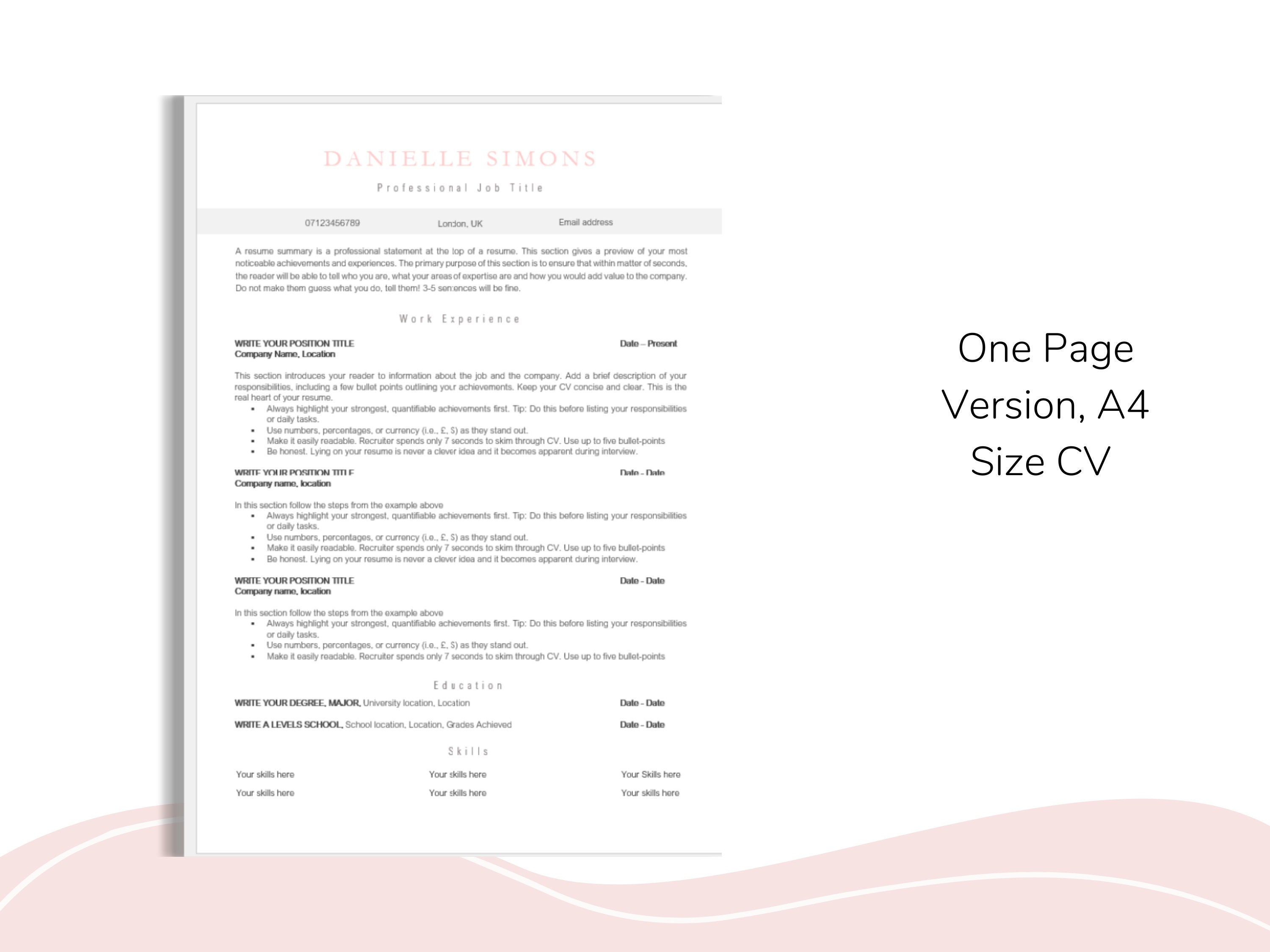 2 Page Professional Resume| Template Cover Letter and References ...