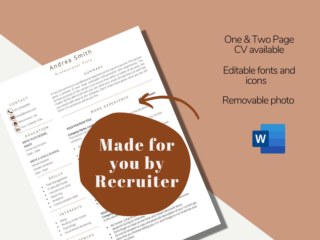 2 Page Professional Clean Resume| Template Cover Letter and References ...