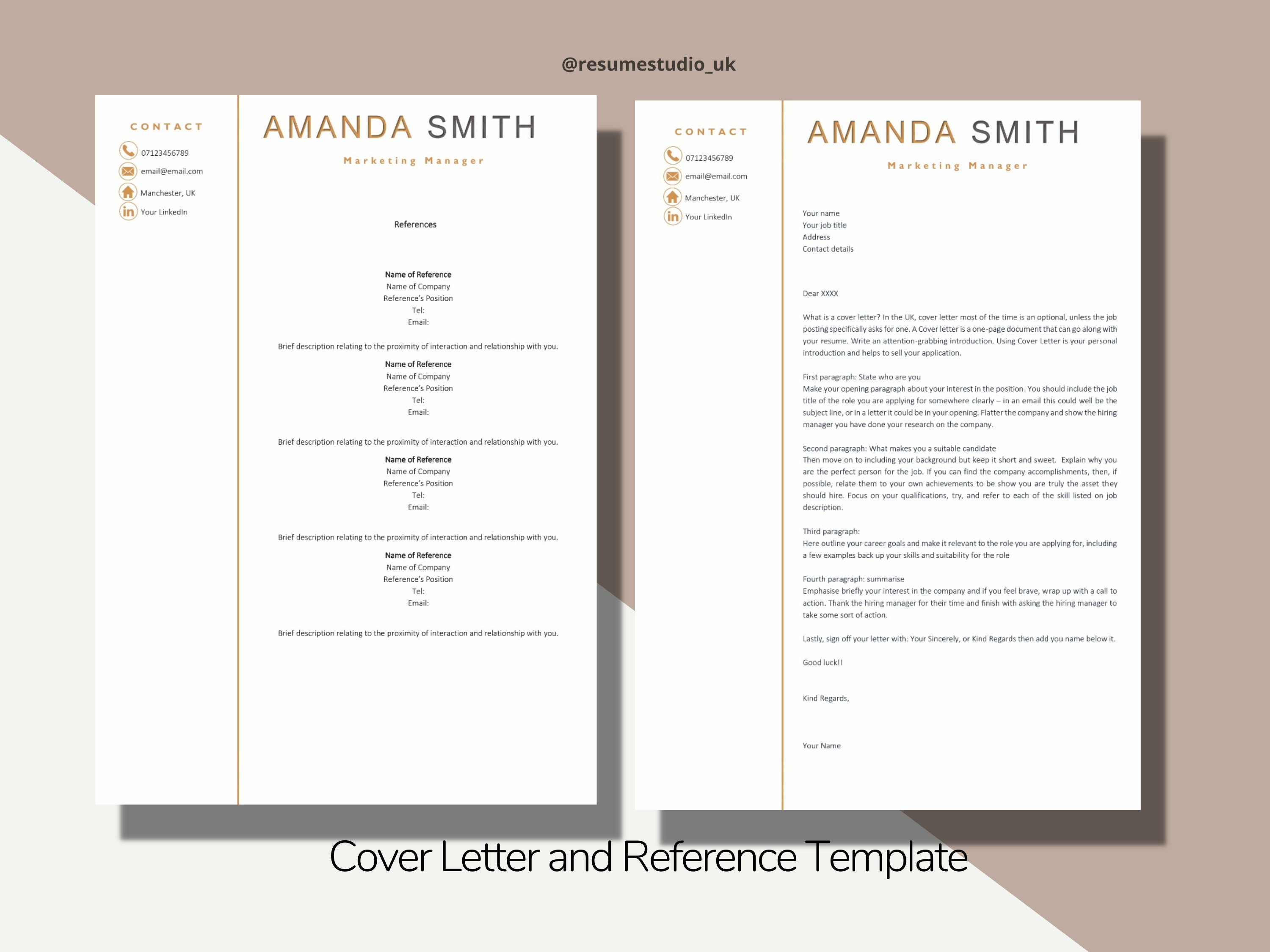 2 Page Professional Clean Resume Template, Cover Letter and References ...